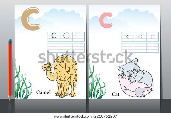 Kids Learning Material Worksheet Learning Alphabet Stock Vector ...