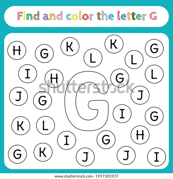 Kids Learning Worksheet Find Color Letters Stock Vector (Royalty Free ...