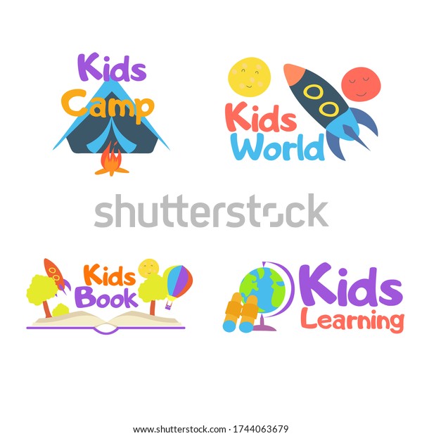 Kids Logo Vector Set Logo Collection Stock Vector (Royalty Free ...