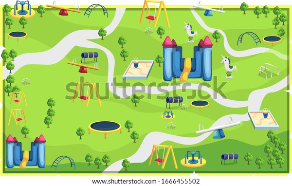 Kids Maps Playground Landscape Theme See: стоковая векторная графика ...