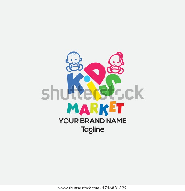 Kids Market Vector Logo Design Kids Stock Vector (Royalty Free) 1716831829