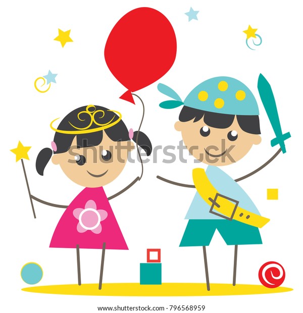 Kids Masquerade Party Vector Illustration Can Stock Vector (Royalty ...