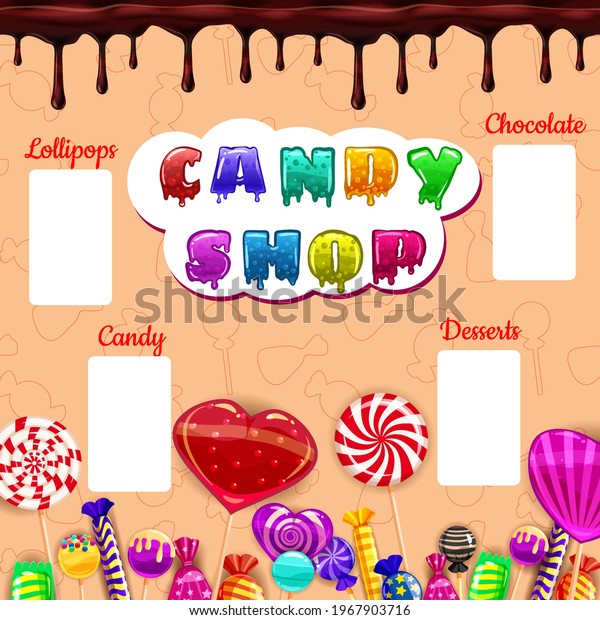 Kids Menu Candy Sweet Different Bonbon: เวกเตอร์สต็อก (ปลอดค่าลิขสิทธิ์ ...