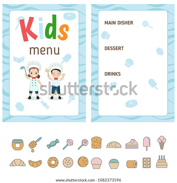 Kids Menu Card Cute Cartoon Girl Stock Vector (Royalty Free) 1082373596 ...