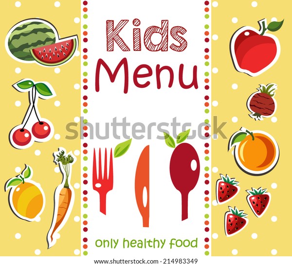 Kids Menu Card Design Template Stock Vector (Royalty Free) 214983349