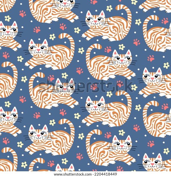 Kids Nursery Background Wallpaper Tabby Cat Stock Vector (Royalty Free ...