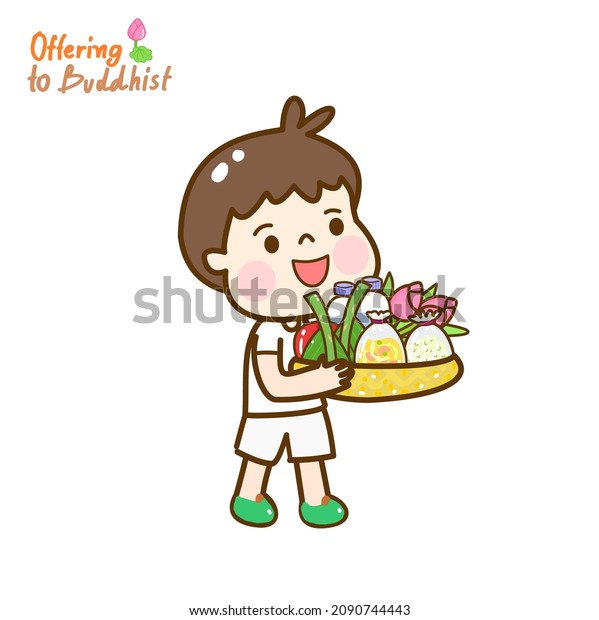 Kids Offering Food Buddhist Vector Stock Vector (Royalty Free) 2090744443