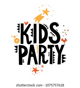 Kids Party Sign Cute Elements Illustration Stock Vector (Royalty Free ...