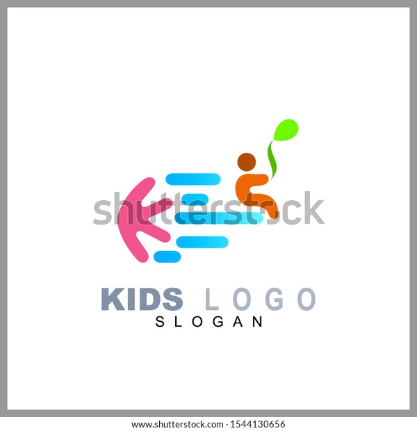 Kids Play Colorful Logo Vector Children Stock Vector (Royalty Free ...