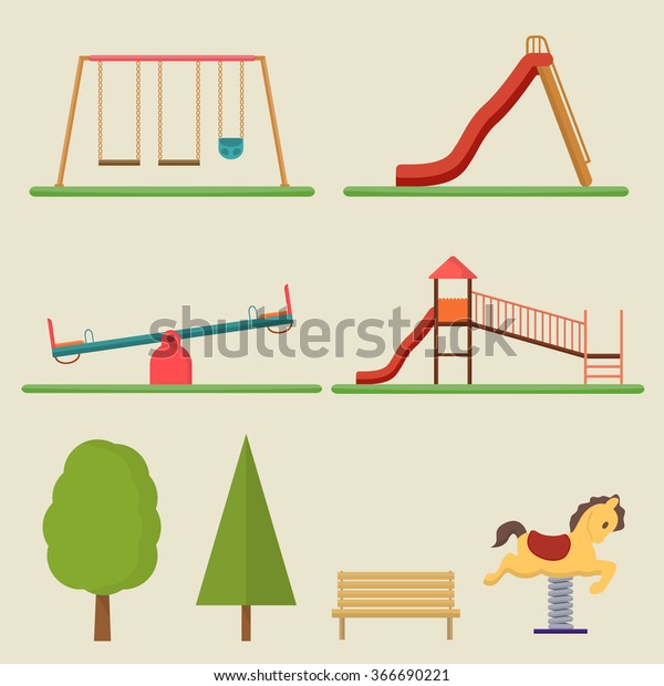 Kids Playground Elements Stock Vector (Royalty Free) 366690221 ...