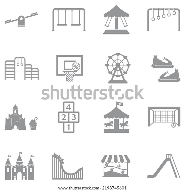 Kids Playground Icons Gray Flat Design Stock Vector (Royalty Free ...