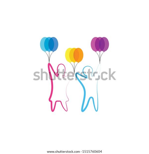 Kids Playing Balloon Logo Template Design Stock Vector (Royalty Free ...