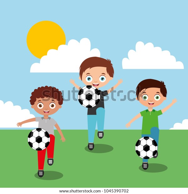 Kids Playing Cartoon Stock Vector (Royalty Free) 1045390702 | Shutterstock