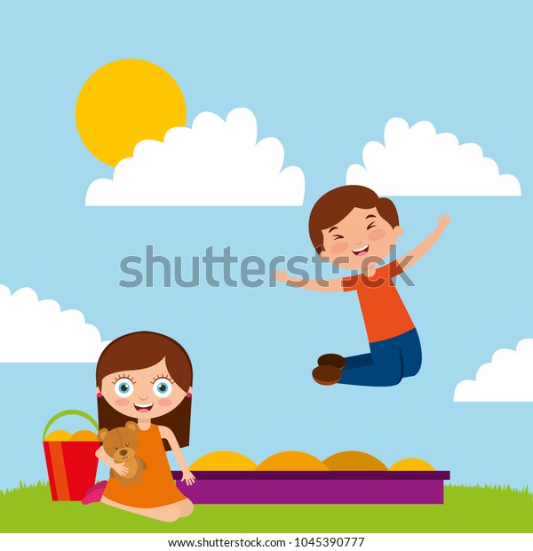 Kids Playing Cartoon Stock Vector (Royalty Free) 1045390777 | Shutterstock