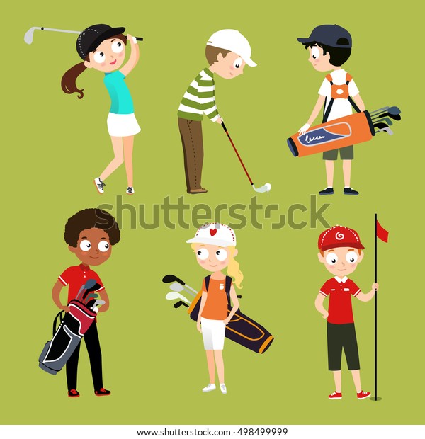 Kids Playing Golf Vector Isolated Characters स्टॉक वेक्टर (रॉयल्टी ...