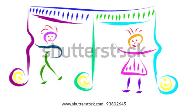 Kids Playing Musical Notes Stock Vector (Royalty Free) 93802645 ...