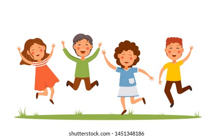 Kids Playing Outside Vector Illustration Happy Stock Vector (Royalty ...