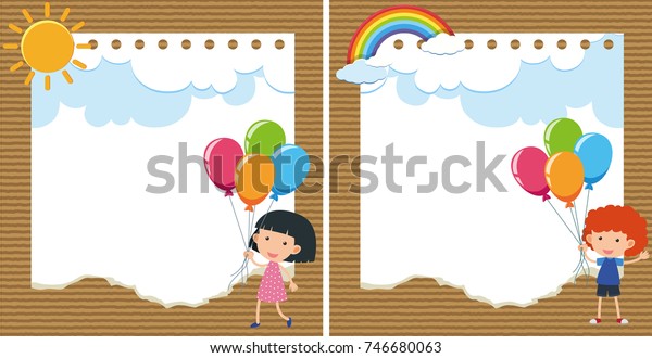 Kids Playing Paper Backgrounds Stock Vector (Royalty Free) 746680063 ...