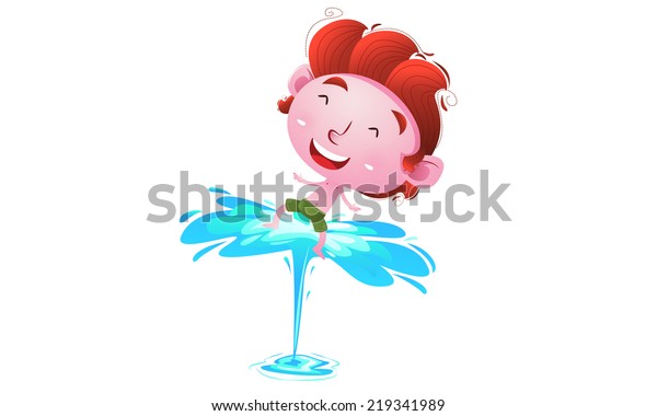 Kids Playing Splash Water 스톡 벡터(로열티 프리) 219341989 | Shutterstock