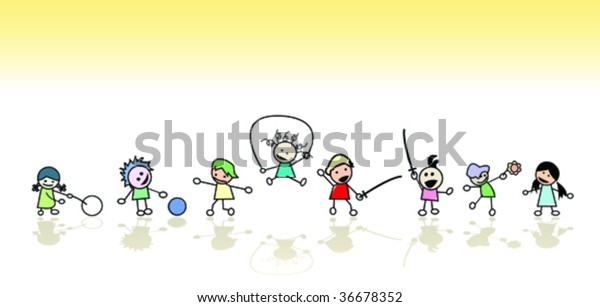 Kids Playing Sun Vector Art 스톡 벡터(로열티 프리) 36678352 | Shutterstock