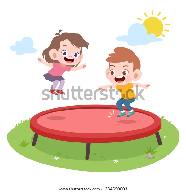Kids Playing Together Vector Illustration 스톡 벡터(로열티 프리) 1384550003 ...