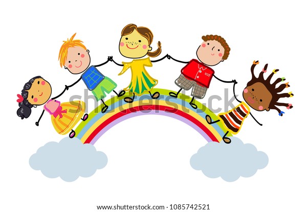 Kids Rainbow 스톡 벡터(로열티 프리) 1085742521
