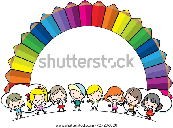 Kids Rainbow Color Border Stock Vector (Royalty Free) 727296028