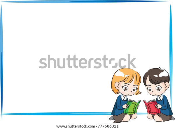 Kids Reading Book Border: เวกเตอร์สต็อก (ปลอดค่าลิขสิทธิ์) 777586021 ...
