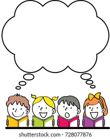 Kids Reading Book Speech Bubble: เวกเตอร์สต็อก (ปลอดค่าลิขสิทธิ์ ...