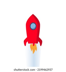 Kids Red Cartoon Rocket Launch Isolated Stock Vector (Royalty Free ...