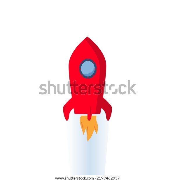 Kids Red Cartoon Rocket Launch Isolated Stock Vector (Royalty Free ...