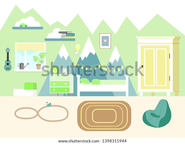 Kids Room Vector Illustration Flat Style Stock Vector (Royalty Free ...