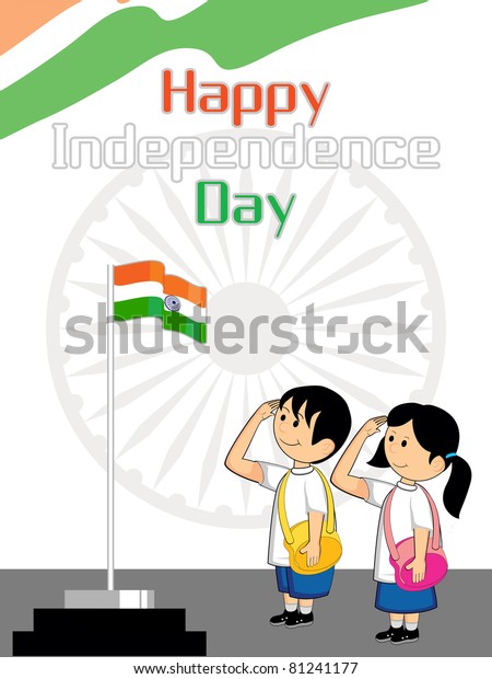 Kids Saluting Flag Vector Illustration Stock Vector (Royalty Free) 81241177