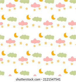 Kids Seamless Pattern Moon Stars Cloud Stock Vector (Royalty Free ...