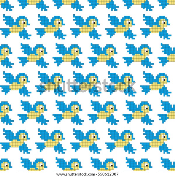 Kids Seamless Pixel Pattern Birds Stock Vector (Royalty Free) 550612087 ...