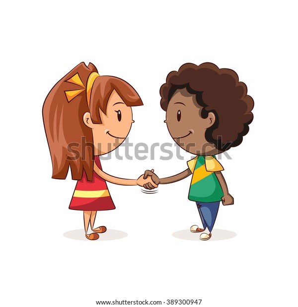 Kids Shaking Hands Vector Illustration Stock Vector (Royalty Free ...
