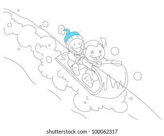 Kids Sliding On Snow Stock Vector (Royalty Free) 100062317 | Shutterstock