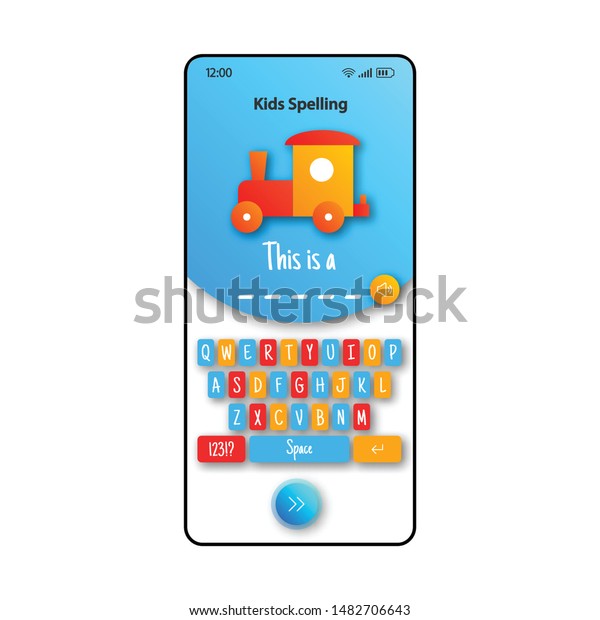 Kids Spelling Game Smartphone Interface Vector 库存矢量图（免版税）1482706643