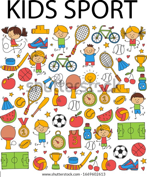 Kids Sport Pattern Printable Wall Art Stock Vector (Royalty Free ...