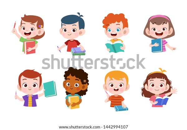 아이들은 행복한 벡터 삽화 스톡 벡터(로열티 프리) 1442994107 | Shutterstock