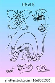 Kids Style Hand Drawn Vector Set Stock Vector (Royalty Free) 1668882040 ...