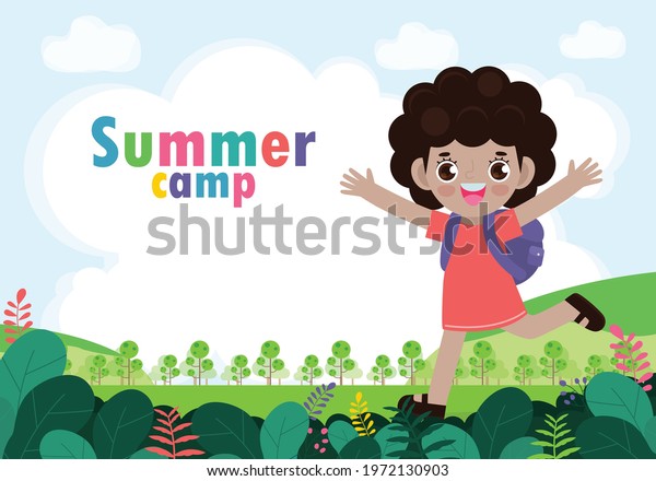 Kids Summer Camp Background Education Template 스톡 벡터(로열티 프리) 1972130903 ...