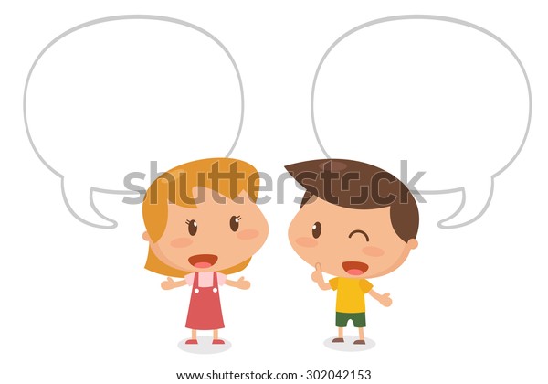Kids Talking Flat Character Design Vector Stock Vector (Royalty Free ...