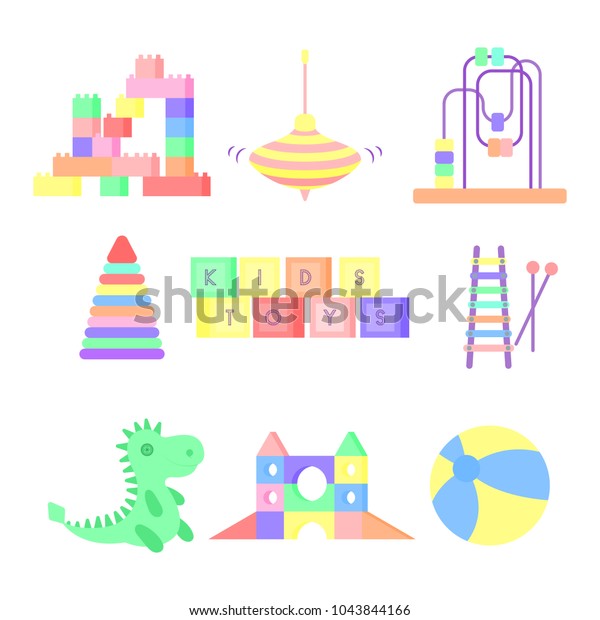 Kids Toys Set Flat Style Vector Stock Vector (Royalty Free) 1043844166 ...