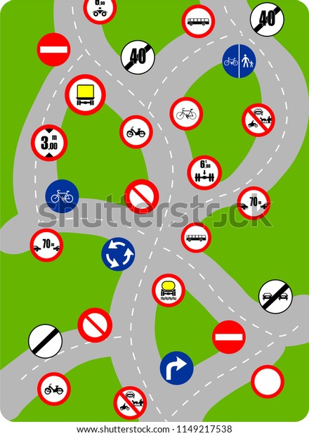 Kids Traffic Map Road Background Pattern Stock Vector (Royalty Free ...
