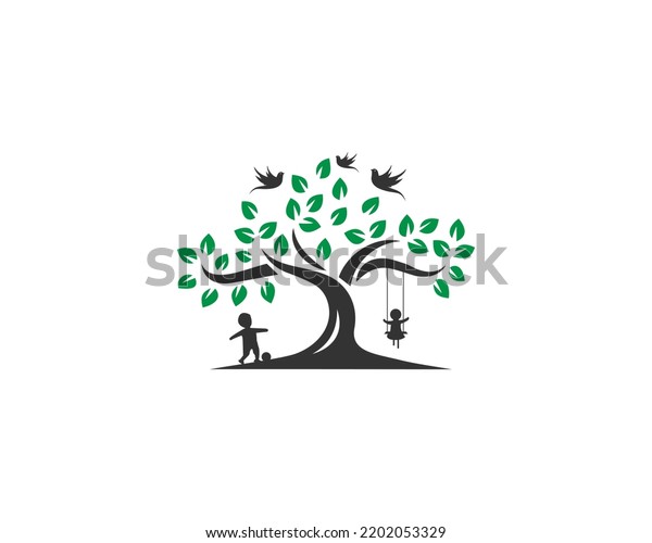 Kids Tree Education Logo Vector Icon Stock Vector (Royalty Free ...