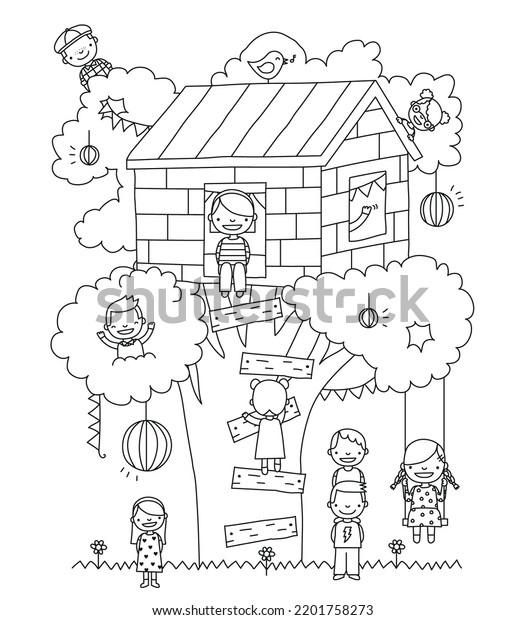 Kids Treehouse Vector Illustration Stock Vector (Royalty Free ...