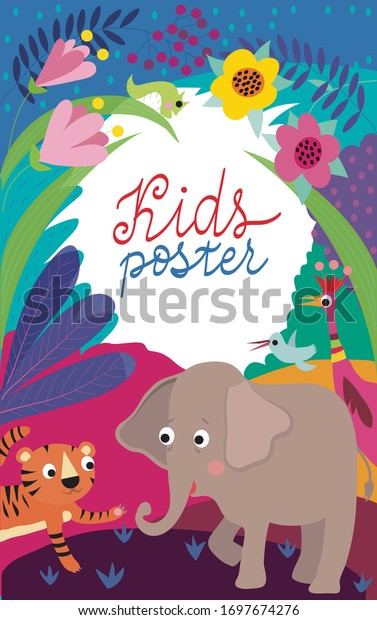 Kids Vector Banner Poster Frame Background Stock Vector (Royalty Free ...