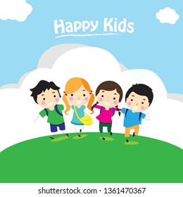 Kids Vector Happy Stock Vector (Royalty Free) 1361470367 | Shutterstock