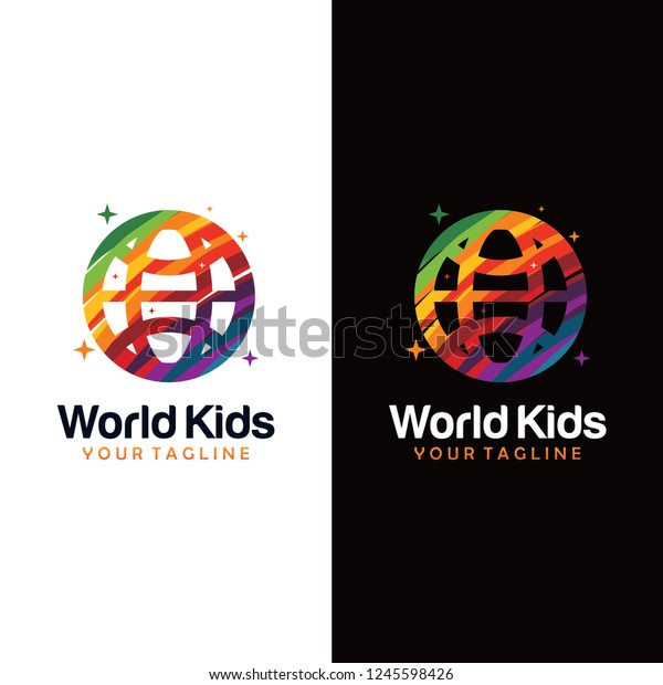 Kids World Logo: vector de stock (libre de regalías) 1245598426 ...